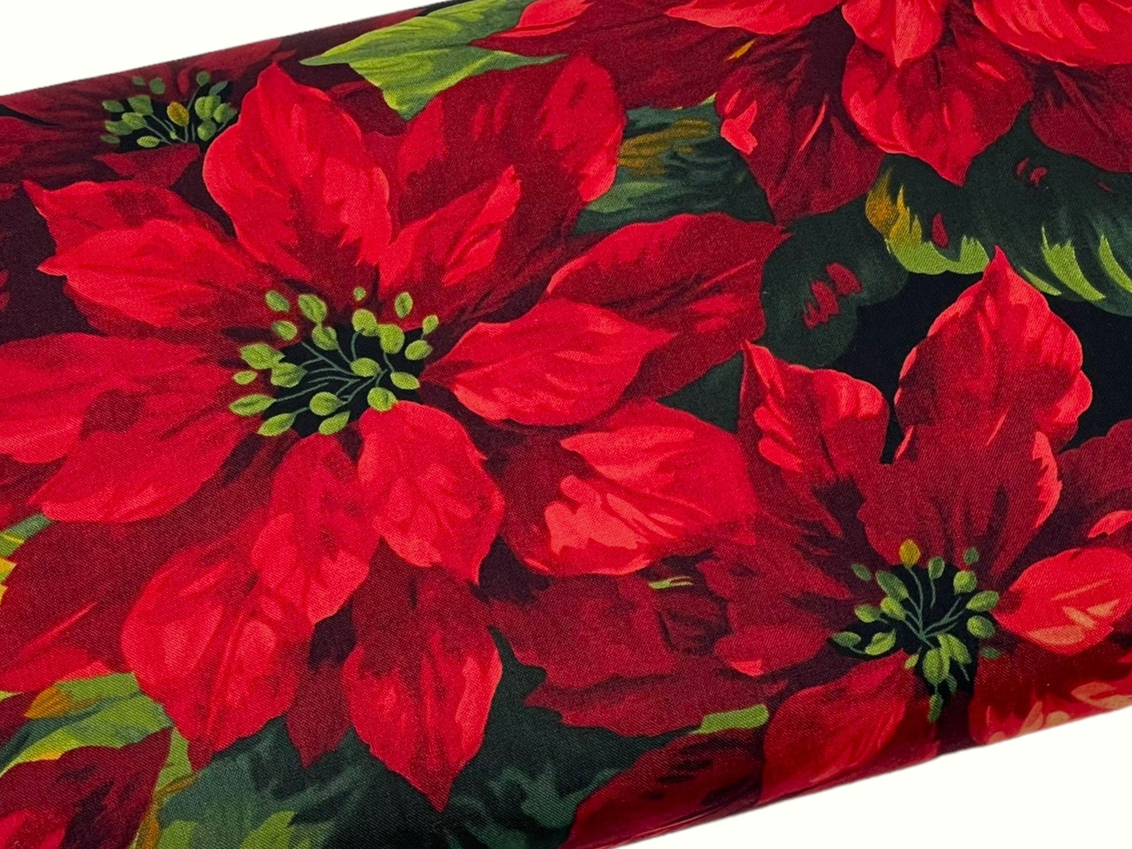 Red Flowers Fabric, Scarlet Poinsettia by Michael Miller CJ3059, Fabric ...