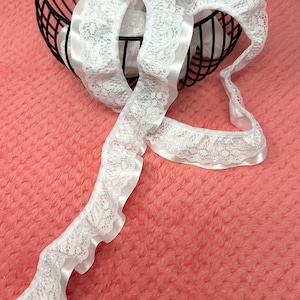 White Satin and Lace Double Ruffle Trim 1.5 Wide, Lace for Sewing ...
