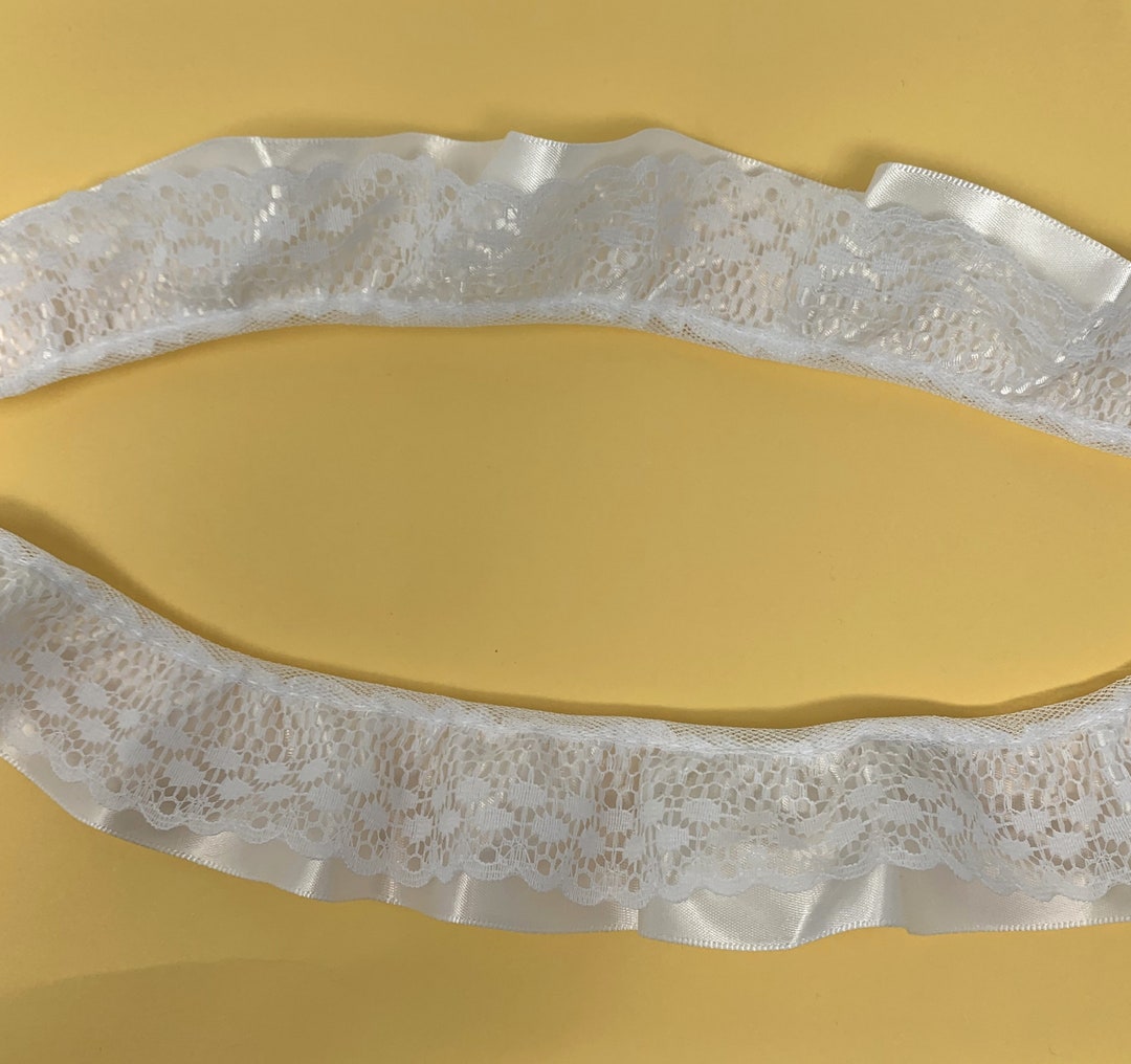 White Satin and Lace Double Ruffle Trim 1.5 Wide, Lace for Sewing ...