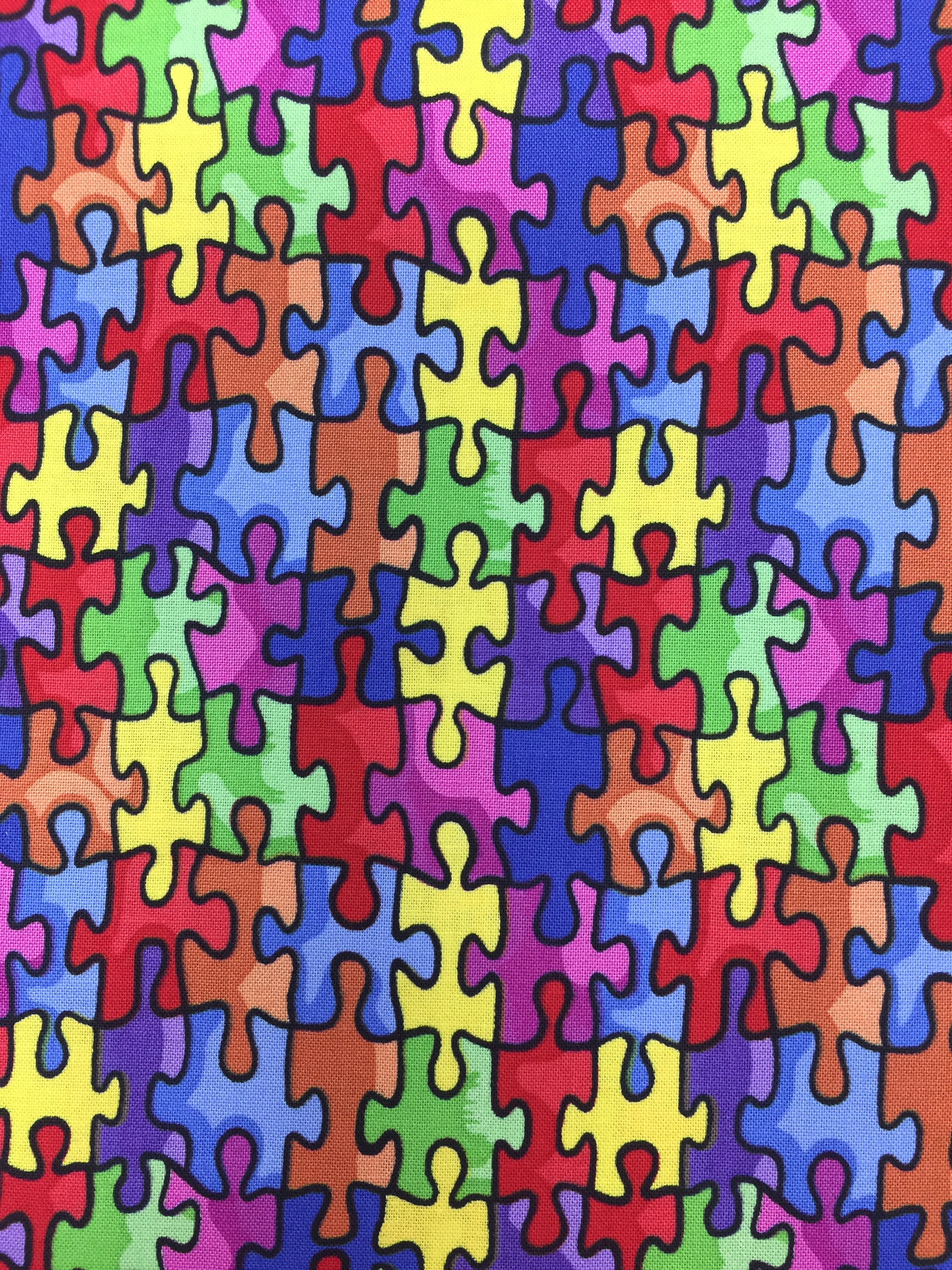 Puzzle Fabric Autism Awareness Puzzle Game Fabric by the | Etsy