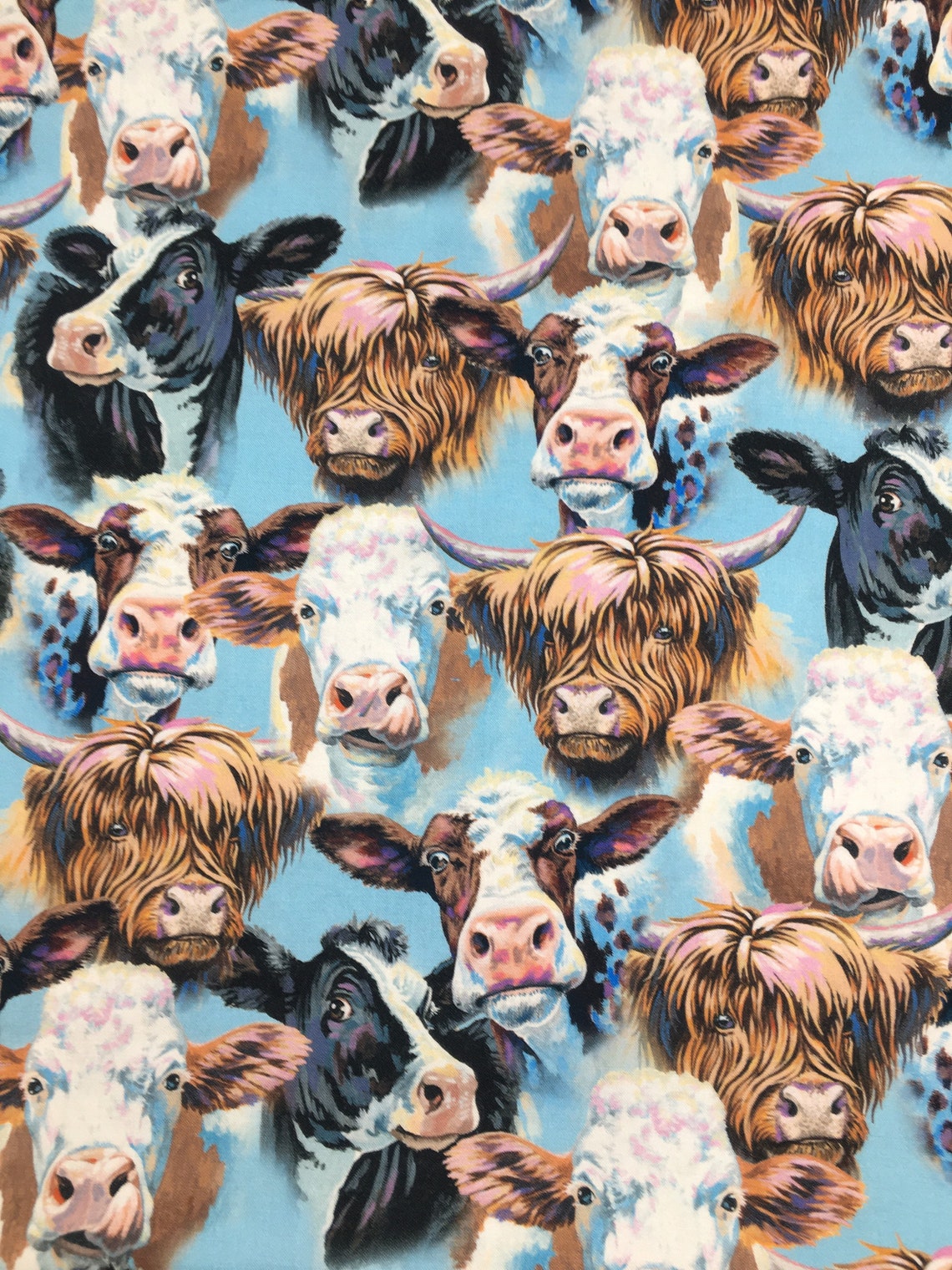 Herd of Cows Farm Fabric Cow Selfie Fabric Dairy Farm Fabric - Etsy