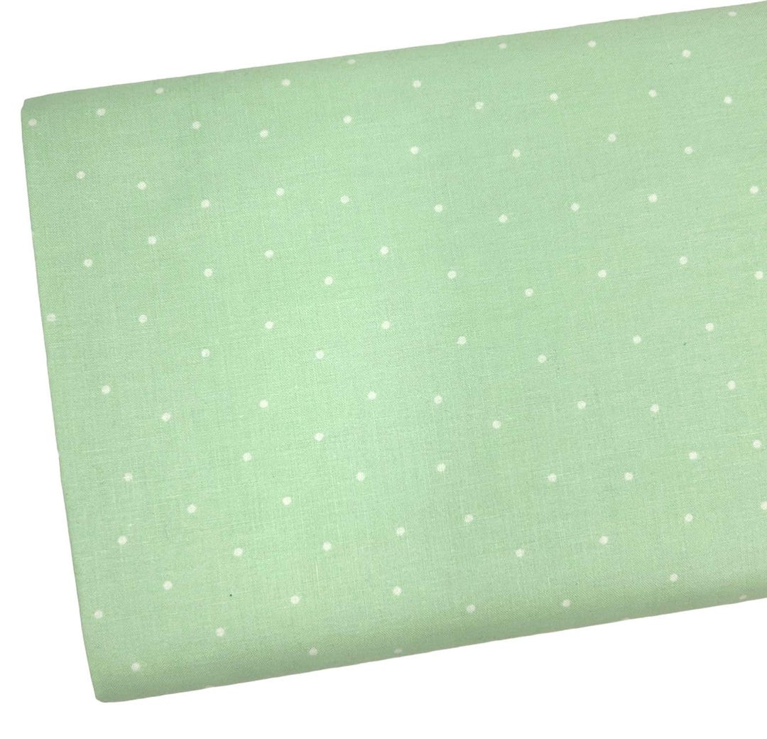 Mint Mini Dots Fabric, White Polka Dots, Fabric by the Yard, Fat Quarter, Quilting, Apparel, 100 ...