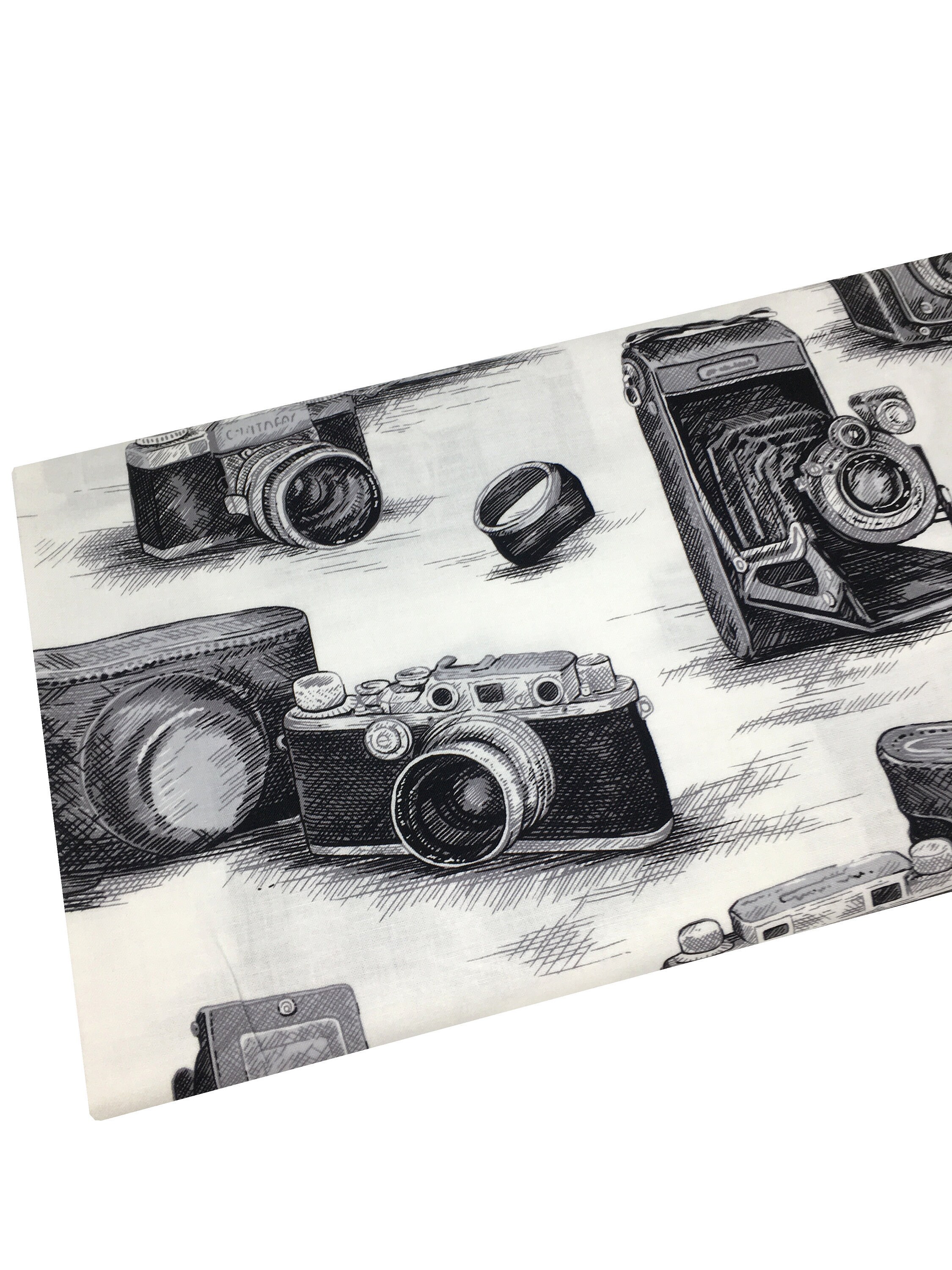 Antique Cameras Fabric Black and White Fabric Fabric by the - Etsy