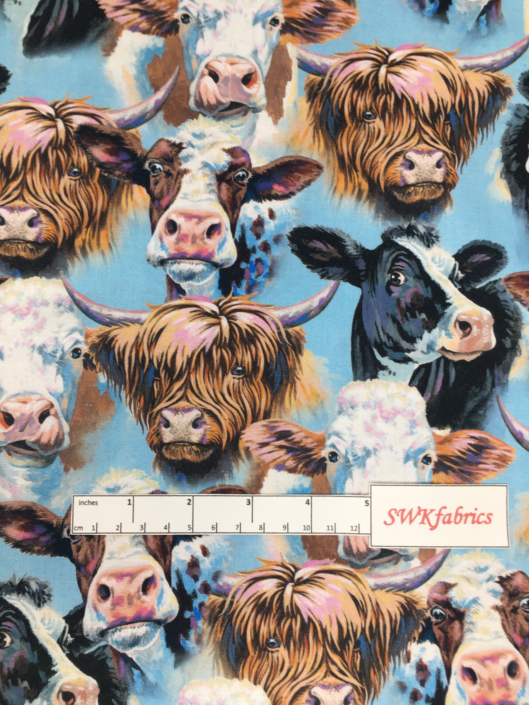 Herd of Cows Farm Fabric, Cow Selfie Fabric, Dairy Farm Fabric by the ...