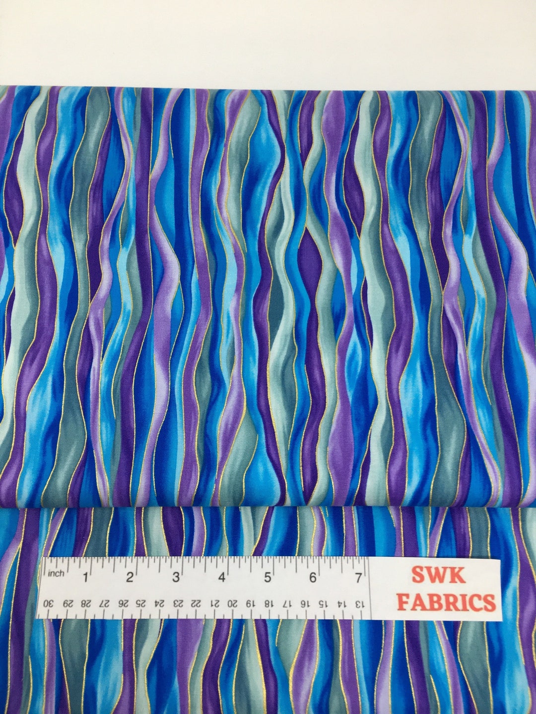 Purple Blue Abstract Waves Cotton Fabric by Hi-fashion Fabrics, Fabric ...