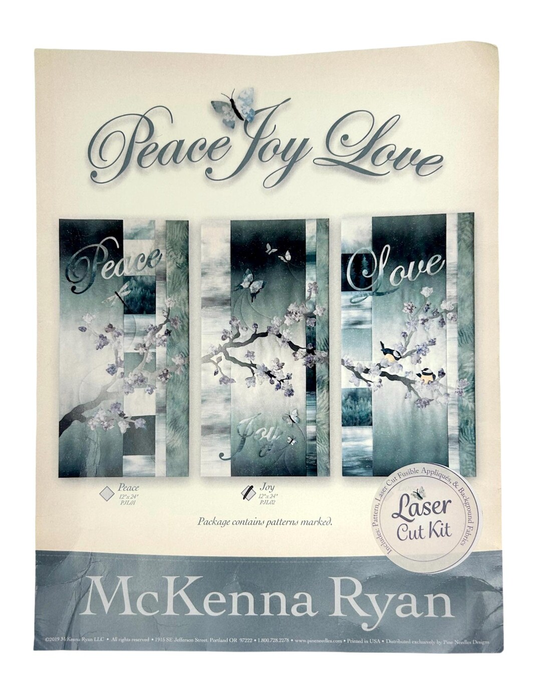 Art Quilt Kit 12x 24, Joy by Mckenna Ryan, Peace Joy Love, Pattern and ...