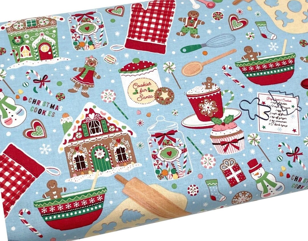 Christmas Cooking and Baking Fabric, Kitchen and Food, Fabric by the ...