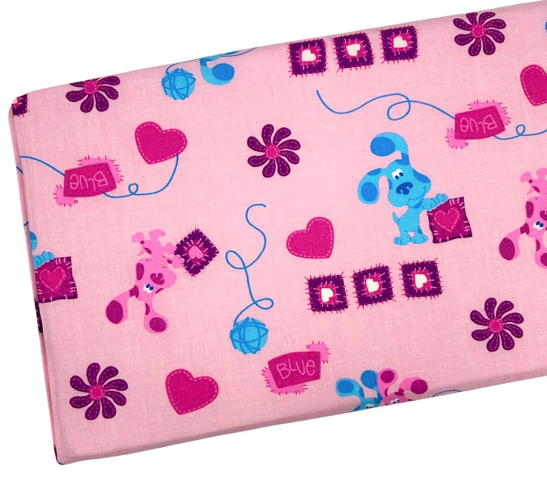 Dogs and Yarn Fabric by Viacom International 2000, Pink Hearts, Fabric ...