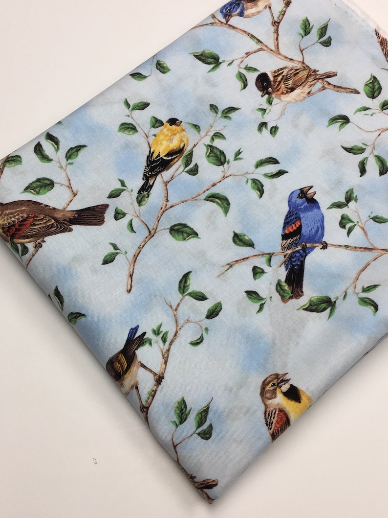 Birds Scenic Fabric Songbirds in the Sky Fabric by the yard | Etsy
