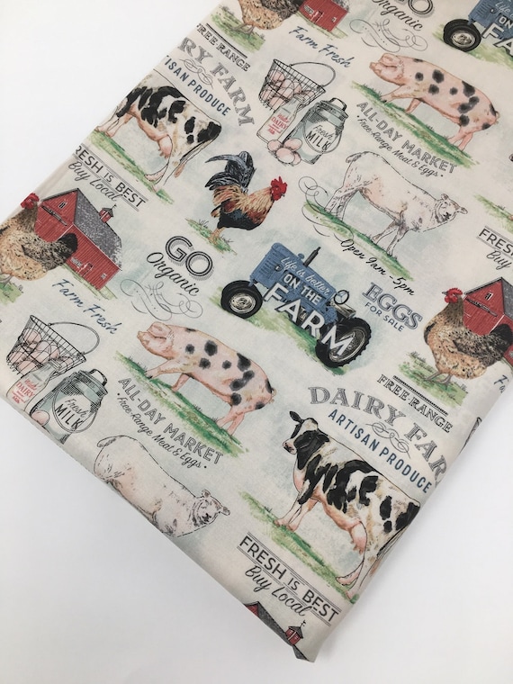 Dairy Farm Fabric On the Farm Fabric Fabric by the yard Fat | Etsy