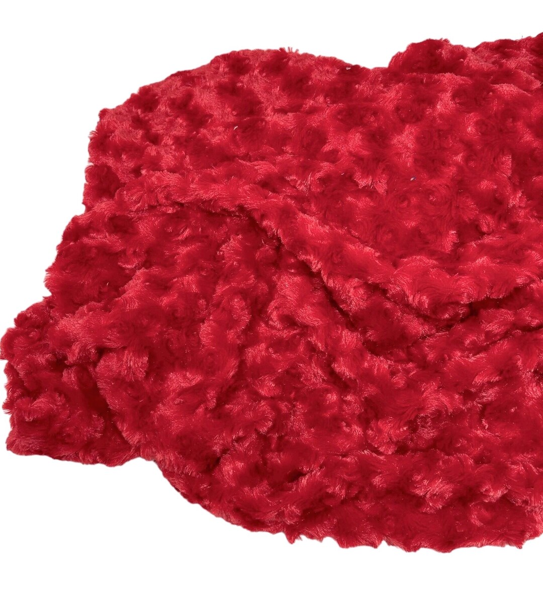 Red Rosebud Minky Fabric, Swirl Rose Fabric by the Yard, Plush Faux Fur ...