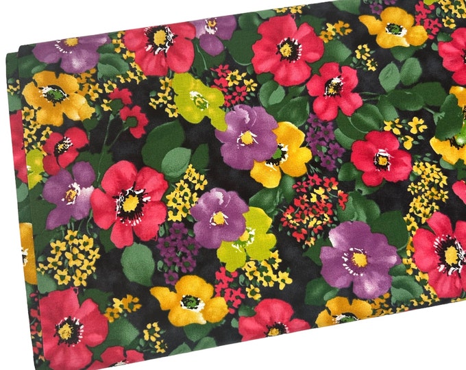 End of the Bolt 24 by 44 Bright Flowers Fabric, Bouquet Beauties by ...
