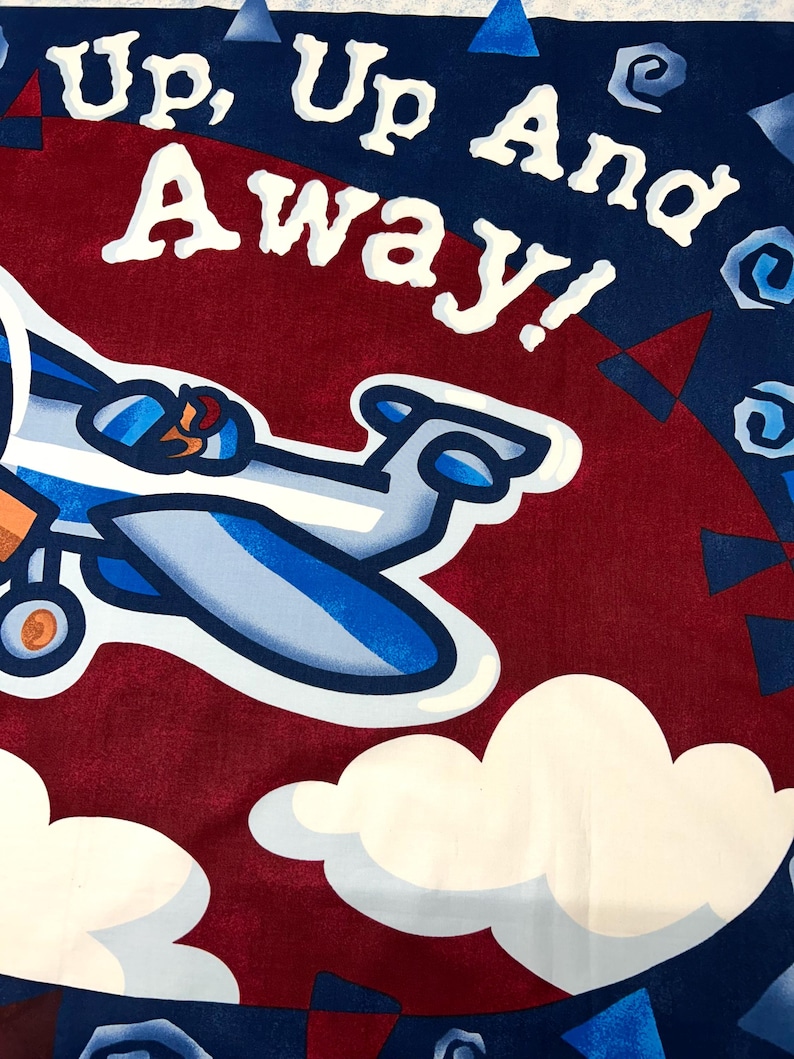 Rare Airplane Fabric Panel 35" by 43", up up and Away by Nanette Hilton ...