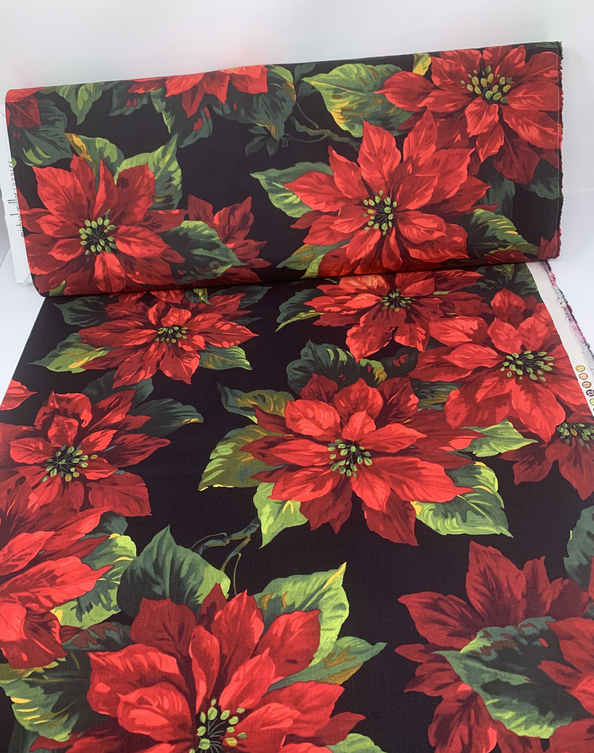 Red Flowers Fabric, Scarlet Poinsettia by Michael Miller CJ3059, Fabric ...