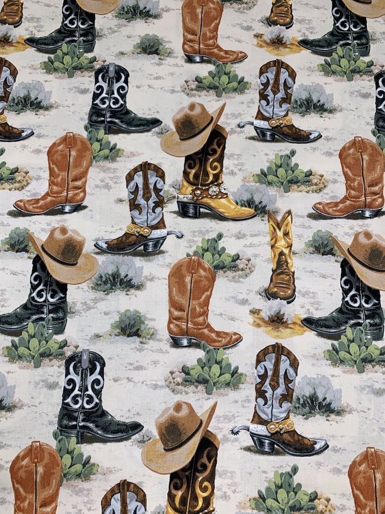 Cowboy Boots and Hats Fabric Southwestern Fabric Fabric by - Etsy