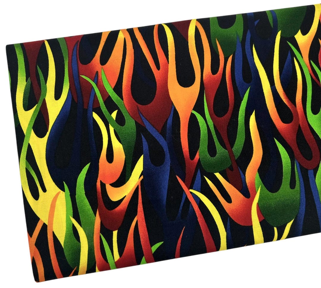 Flames Fabric, Head Gear by Fabric-quilt, Rare Print, Fabric by the ...