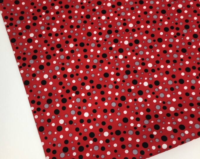 Polka Dots Fabric, Red Black and White Spots, Fabric by the Yard, Fat ...