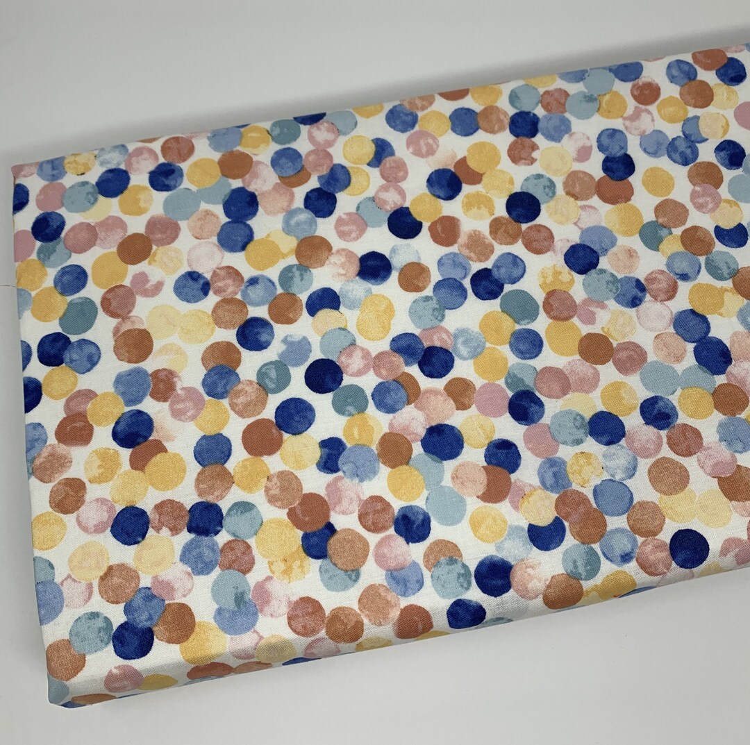 Coral Navy Dot Fabric Colorful Polka Dot Fabric Fabric by - Etsy