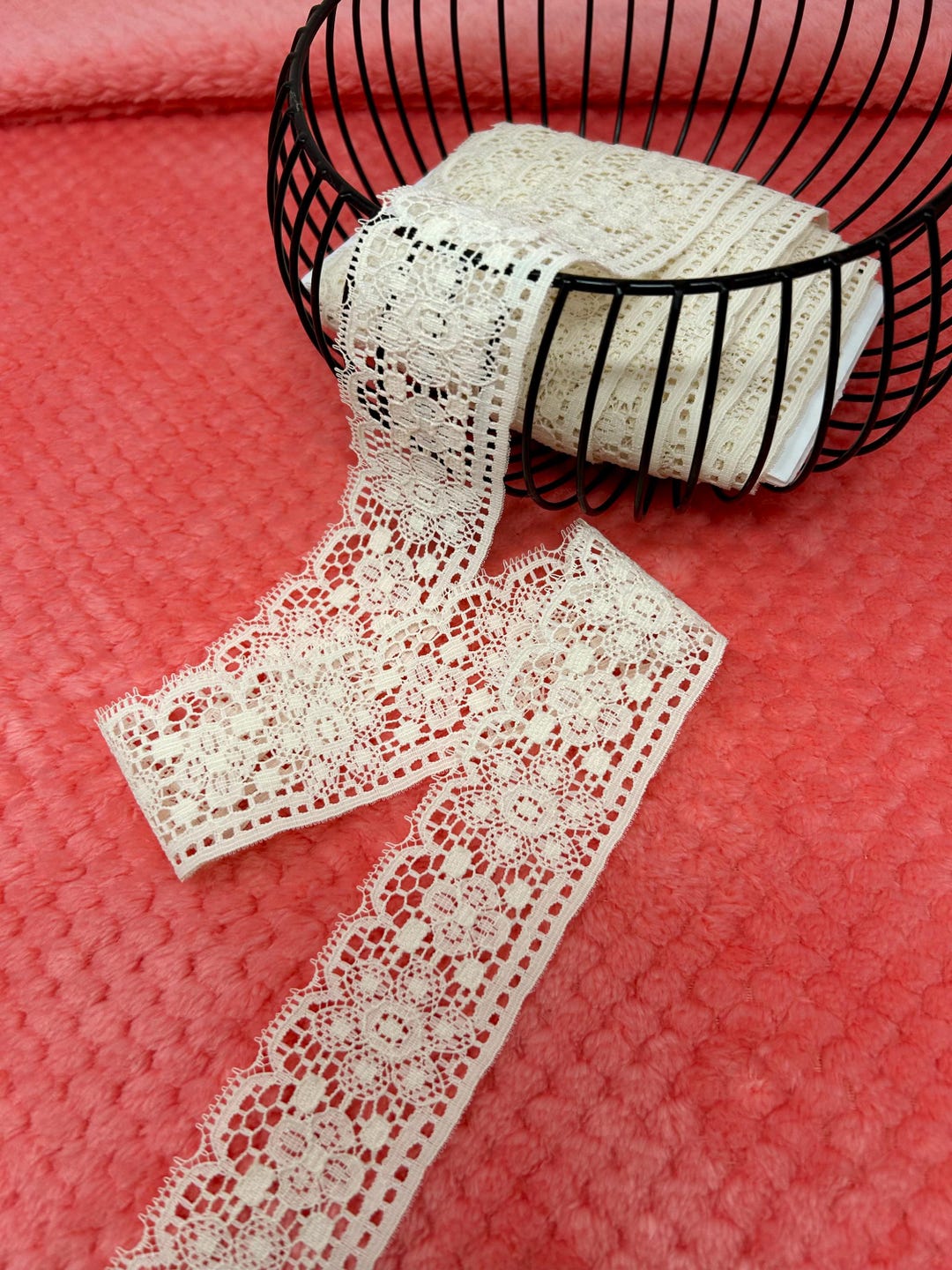 Ivory Floral Lace Trim 1.75" Wide, Cream Decorative Trim, Lace for ...