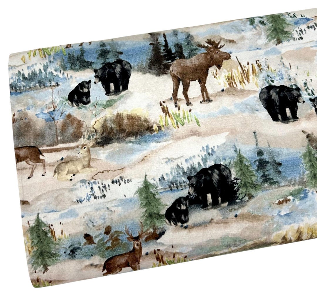 Woodsy Watercolor Fabric, Forest Animals, Wildlife, Fabric by the Yard ...