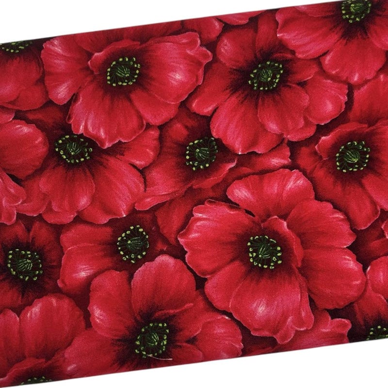 Vintage Poppies Fabric - Etsy