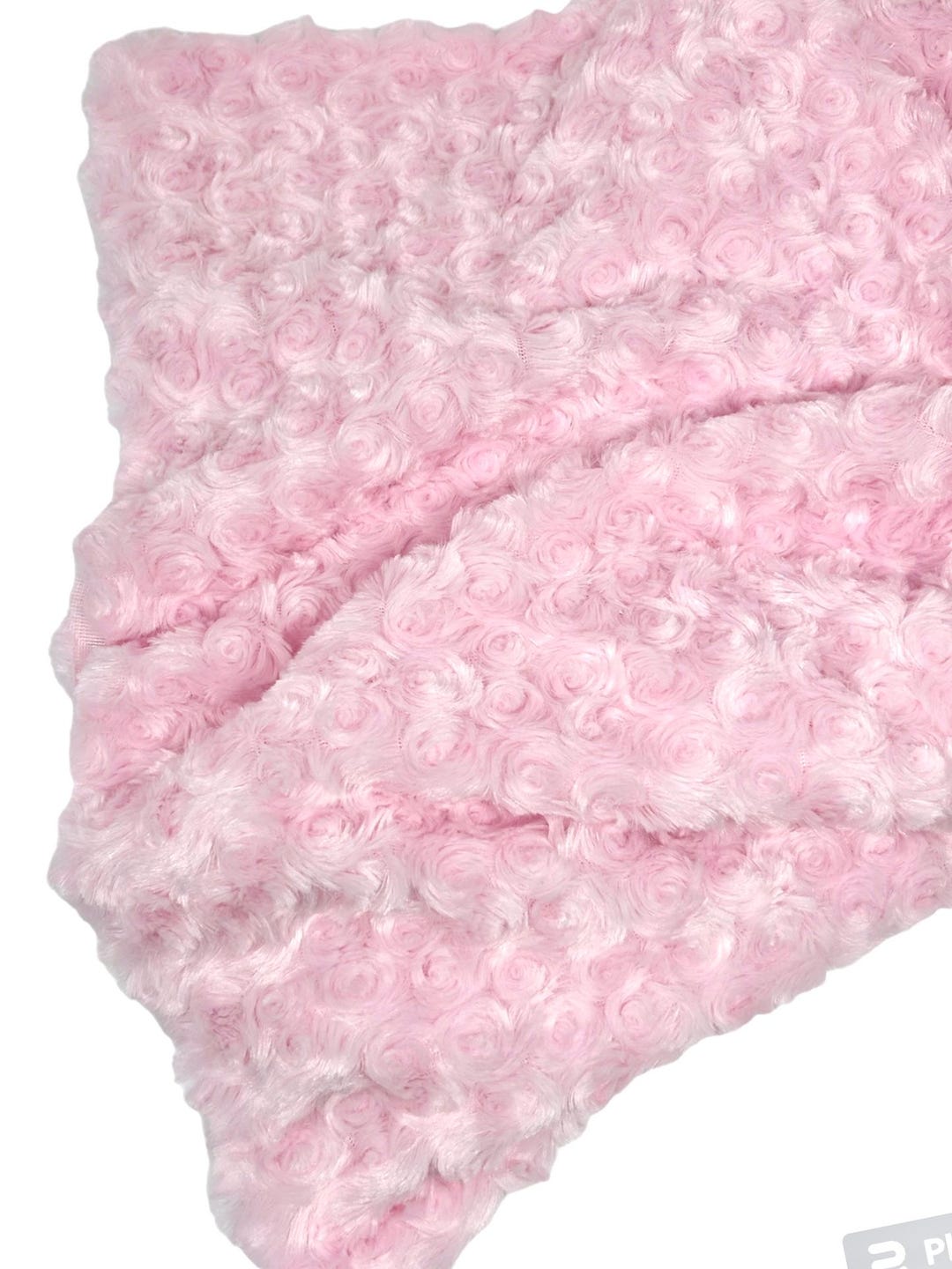 Remnant 20" by 28" Light Pink Rosebud Minky Fabric, Swirl Rose, Plush ...