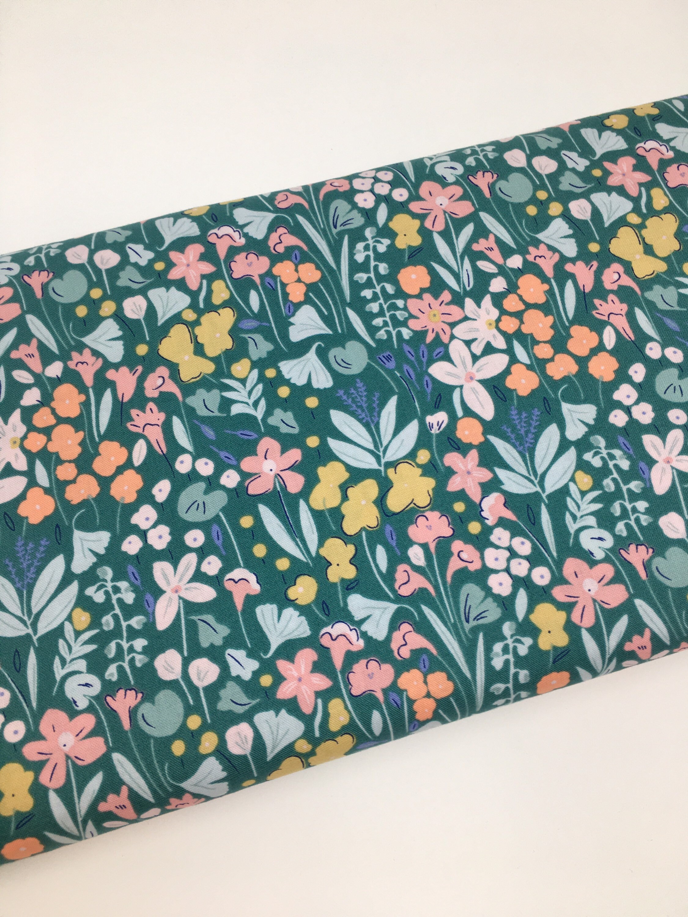 Floral Woodland Cute Cotton Fabric Sketched Wild Flower - Etsy