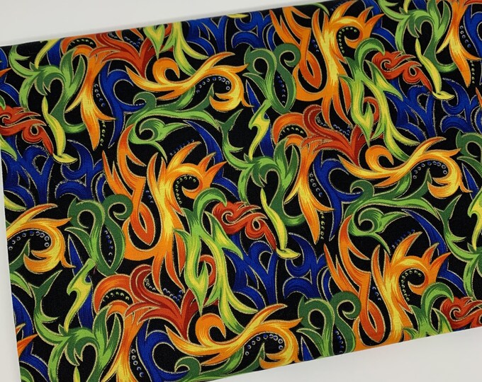 End of the Bolt 18" Fire Print Fabric, Headgear by Fabri-quilt ...