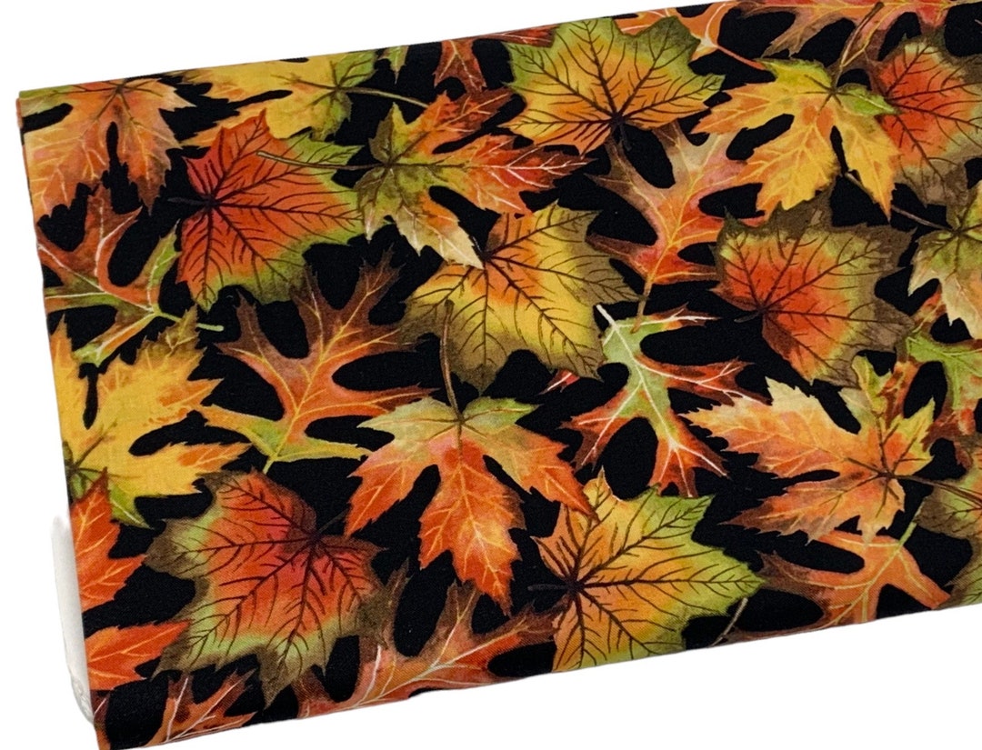Fall Leaves Fabric, Orange and Yellow Leaf, Fabric by the Yard ...