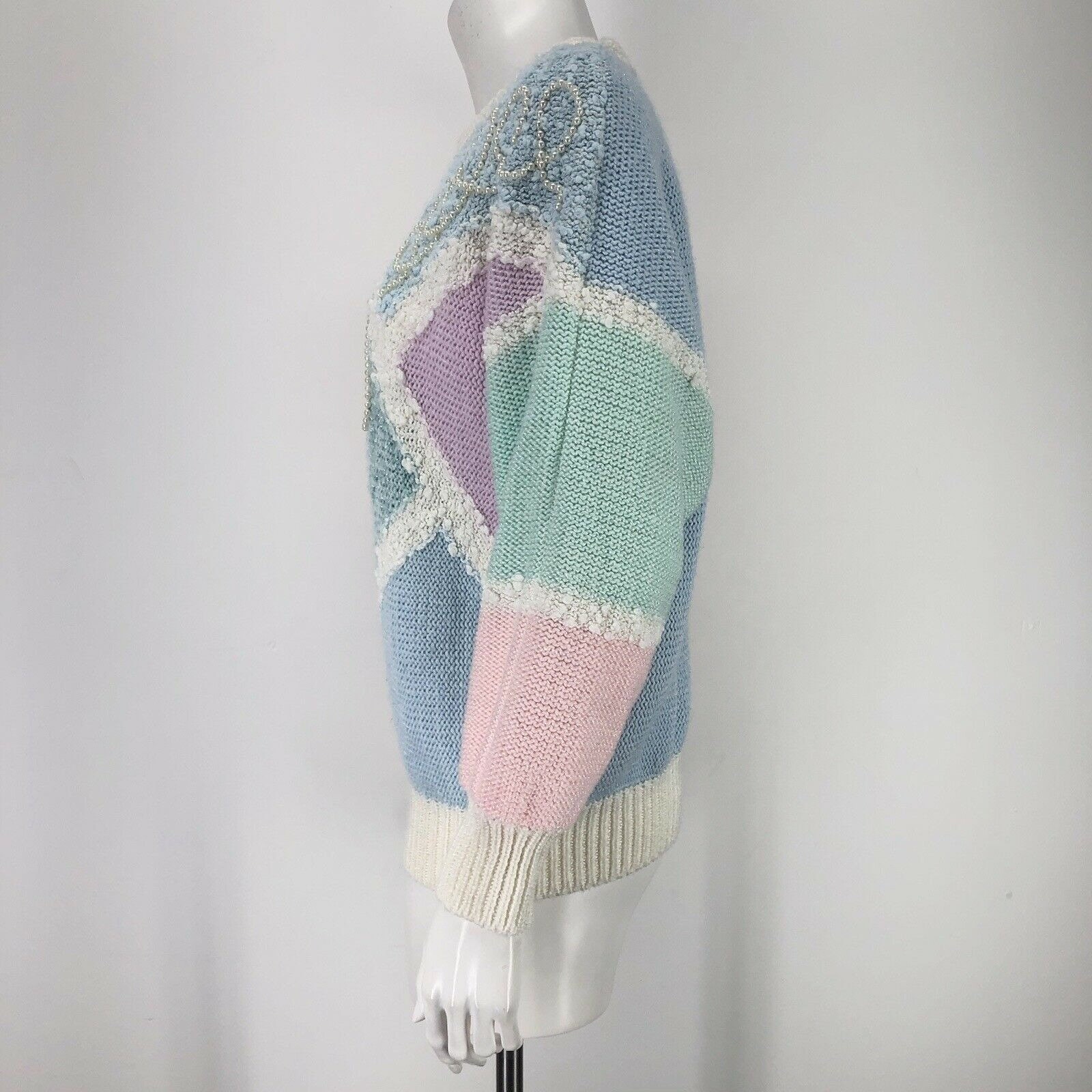 Vintage Pastel Colorblock Sweater Womens Small Fairy Kei 80's 90's ...