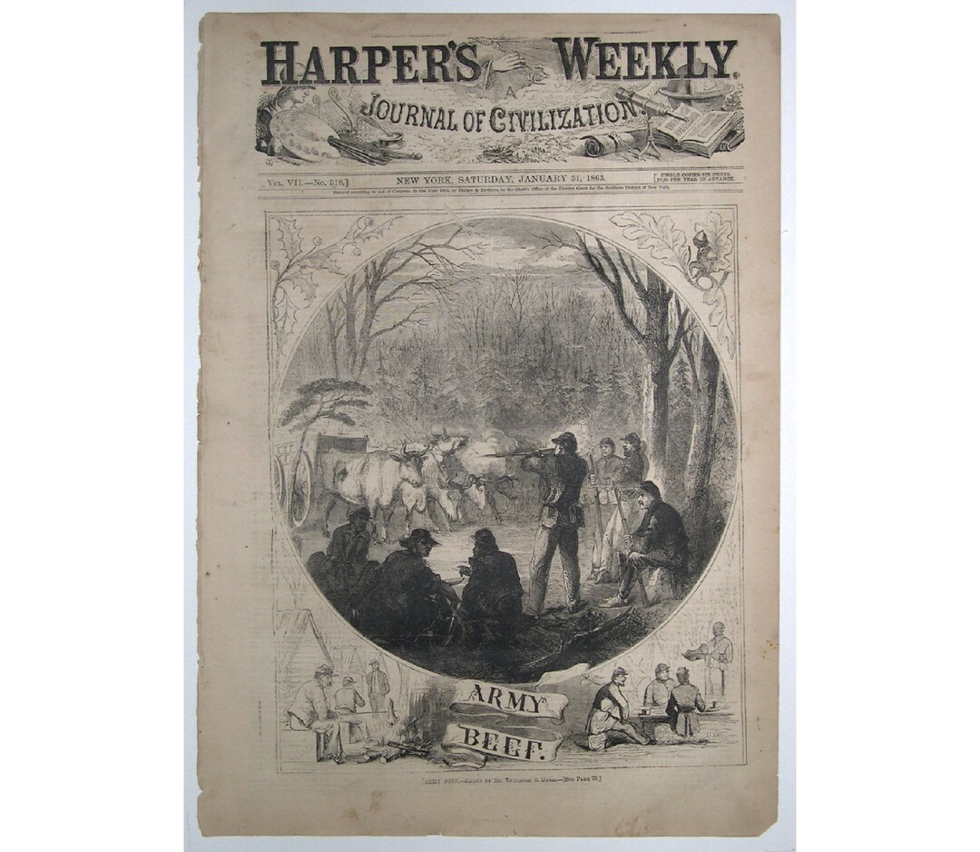 1863 army Beef Civil War Woodcut Civil War Memorabilia Harpers Weekly ...