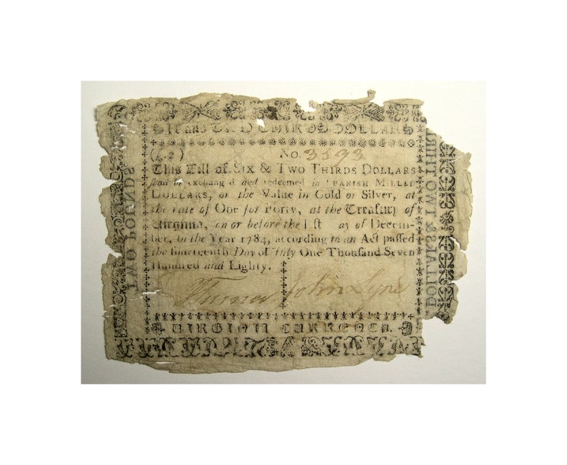 1784 Virginia Colonial Currency | Etsy