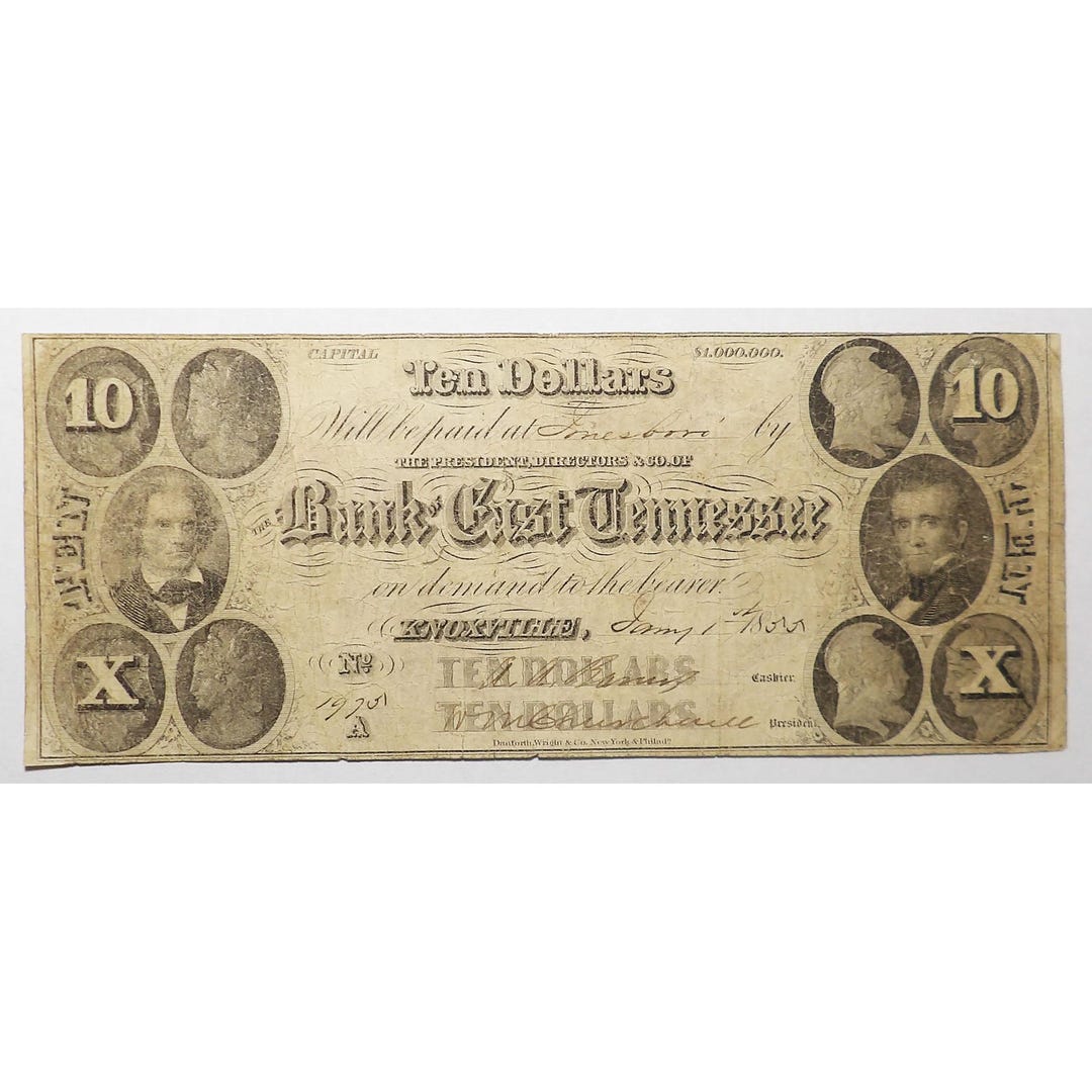 1855 Tennessee – “bank of East Tennessee” – Knoxville – 6619 - Etsy