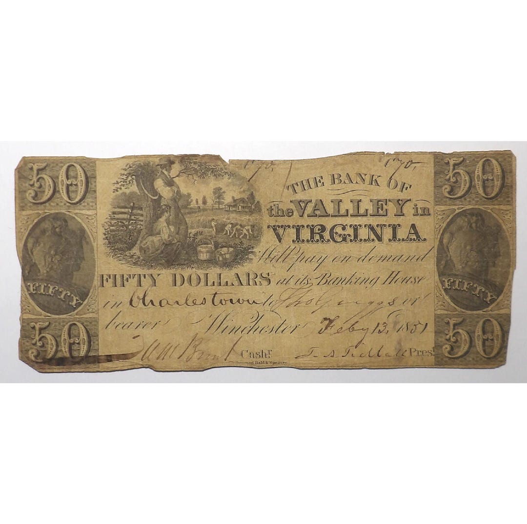 1851 Virginia Currency – Bank of the Valley – Obsolete Note - 5416 - Etsy