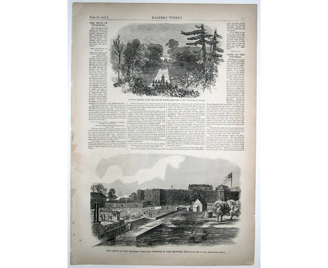 1863 Fort Delaware, Delaware Civil War Woodcut Civil War Memorabilia ...