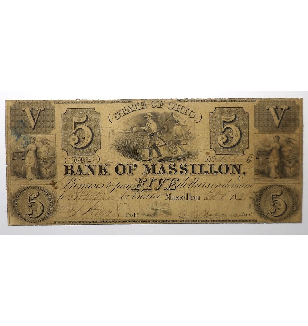 1848 Ohio Currency Massillon the Bank of Massillon Obsolete Currency ...
