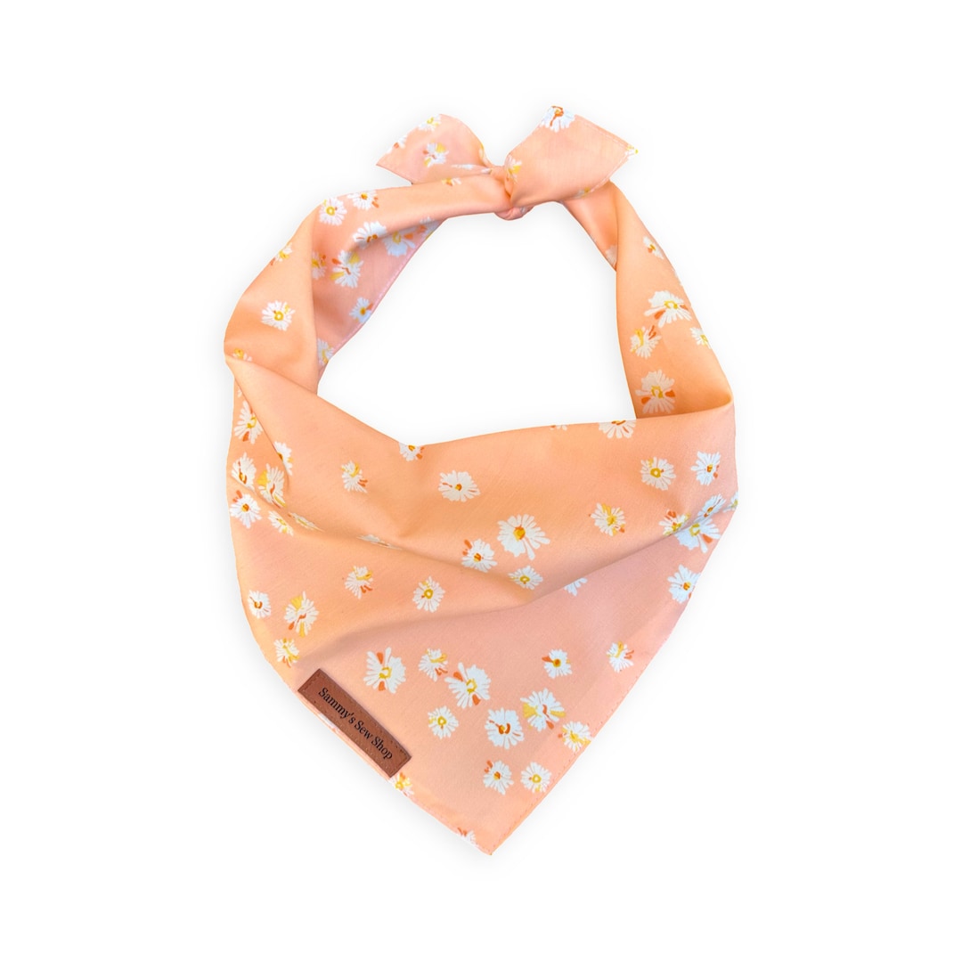 Peach Petite Petals Dog Bandana, Pet Bandana, Spring Daisy Neckwear ...