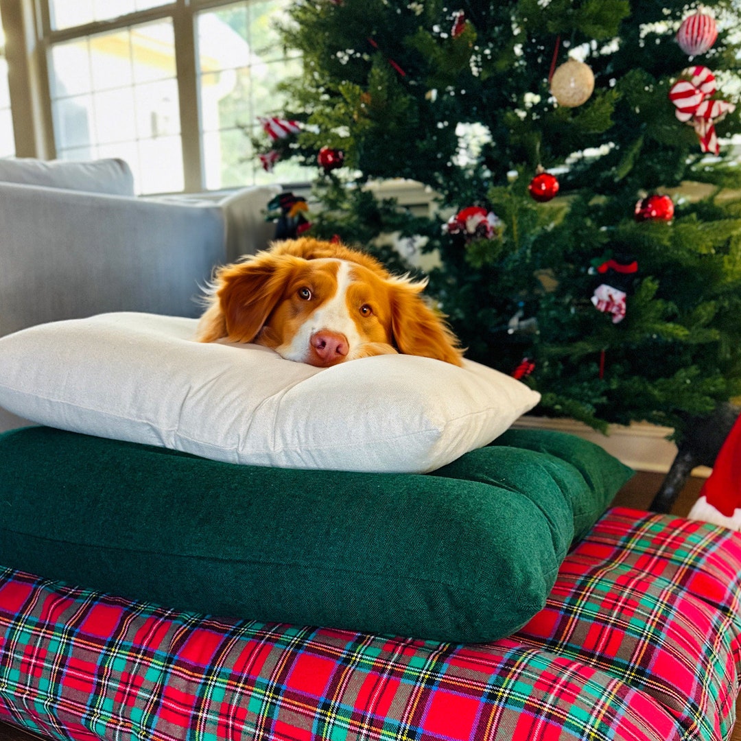 Christmas Flannel Dog Bed Duvet, Soft Plaid Dog Bed Cover, Classic ...
