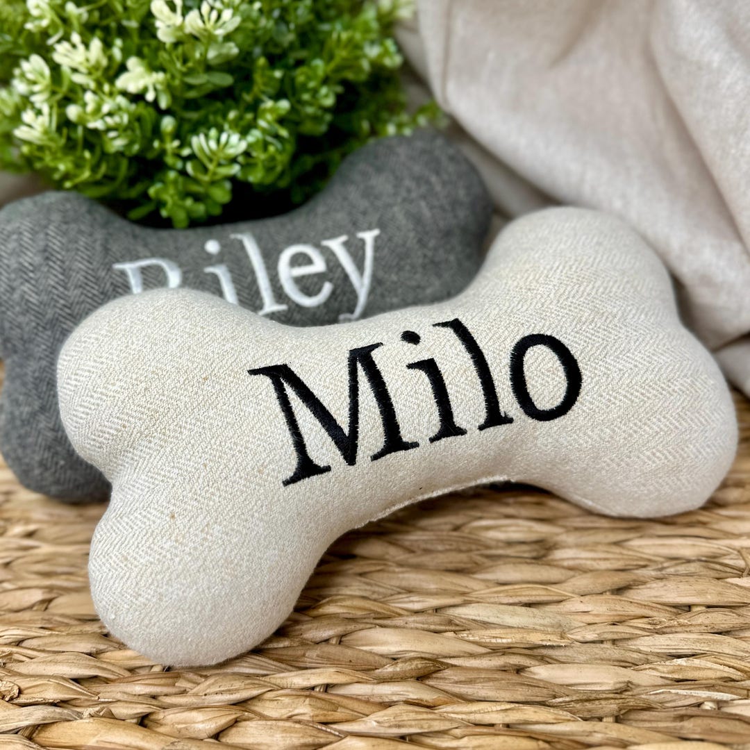 Personalized Dog Toy, Dog Bone Toy Embroidered With Name, Custom Pet ...