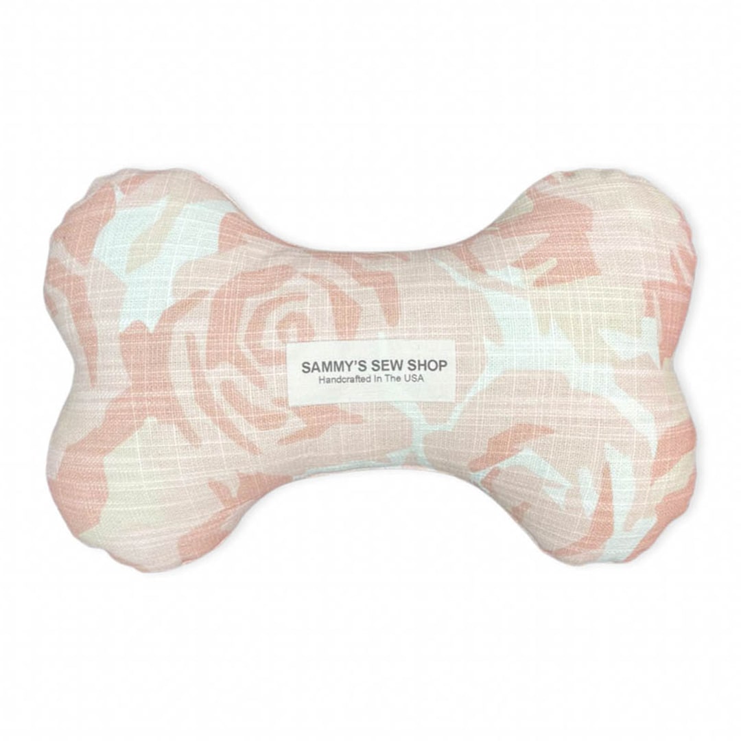 Pink Rosebud Floral Squeaky Toy, Dog Chew Toy, Dog Bone Toy ...