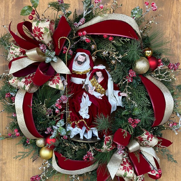 Christmas Wreath Nativity Scene - Etsy