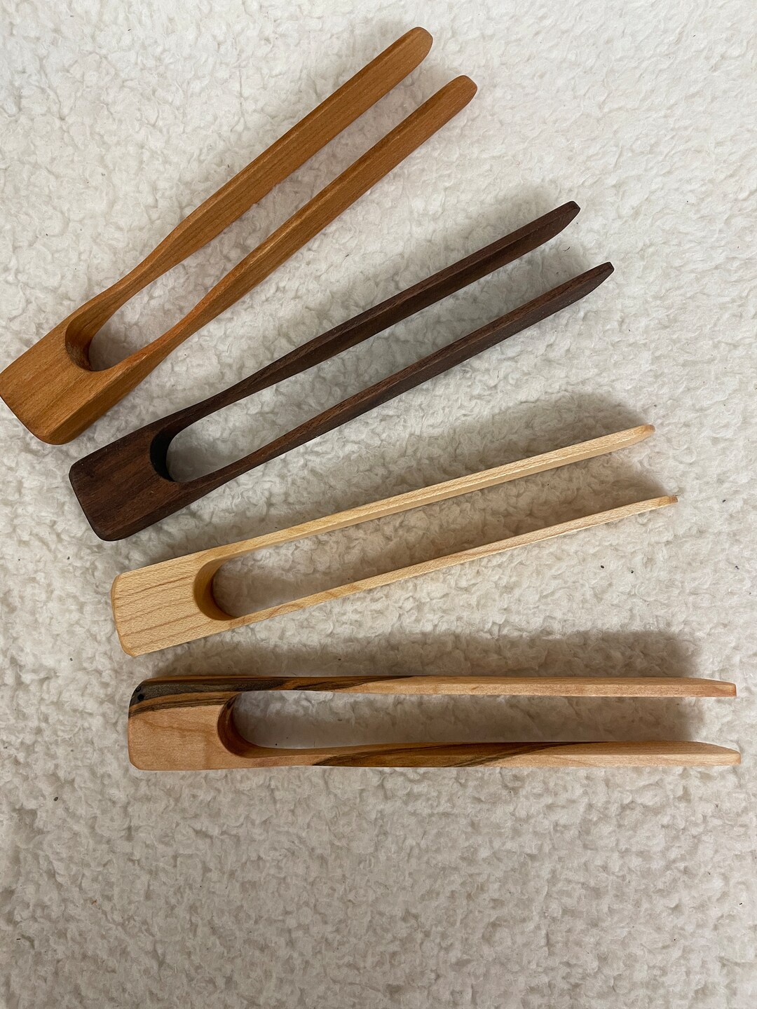 Handmade Hardwood Toast Tongs: Cherry, Walnut, Maple, Ambrosia Maple - Etsy