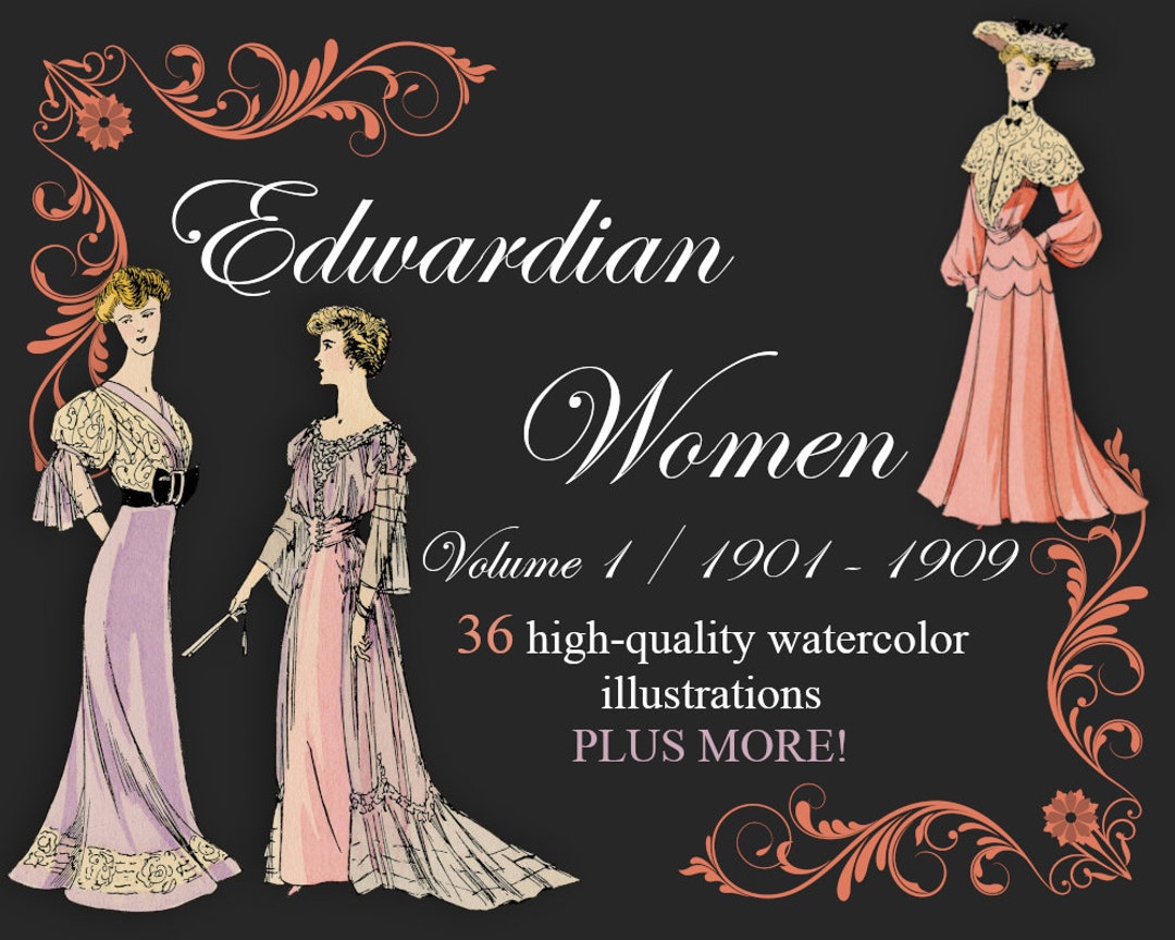 Edwardian Women Vol. 1, Fashion Prints, High Quality Vintage Clip Art ...