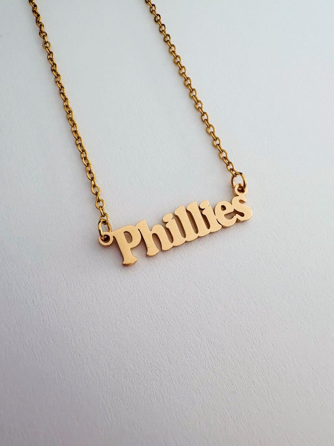 Phillies Necklace ~ Gold Plated Stainless Steel Delicate Charm Pendant ...