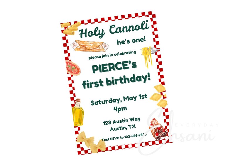 Holy Cannoli Birthday Invitation | Birthday Invitation | Italian ...