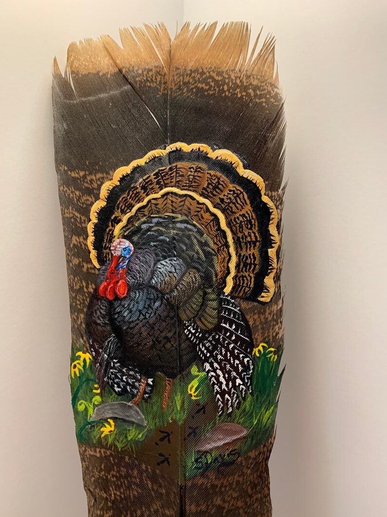 Hand Painted Turkey Feathers a Custom Made to Order Personalized Unique ...