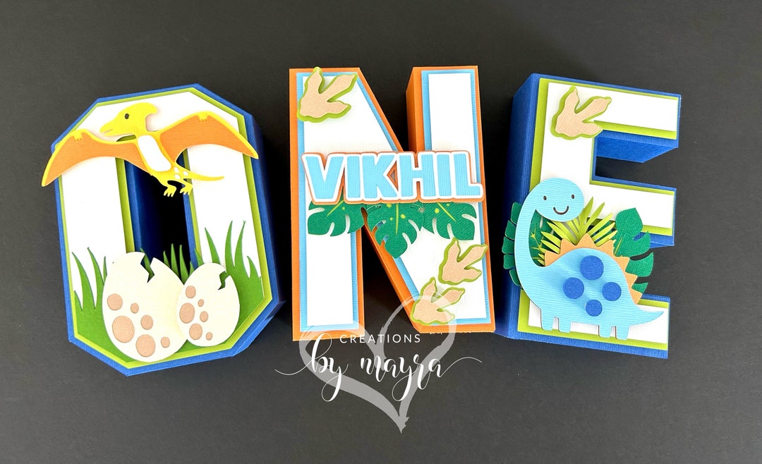 Dinosaur ONE 3D Letters Dinosaur Birthday Dinosaur Party 3D - Etsy