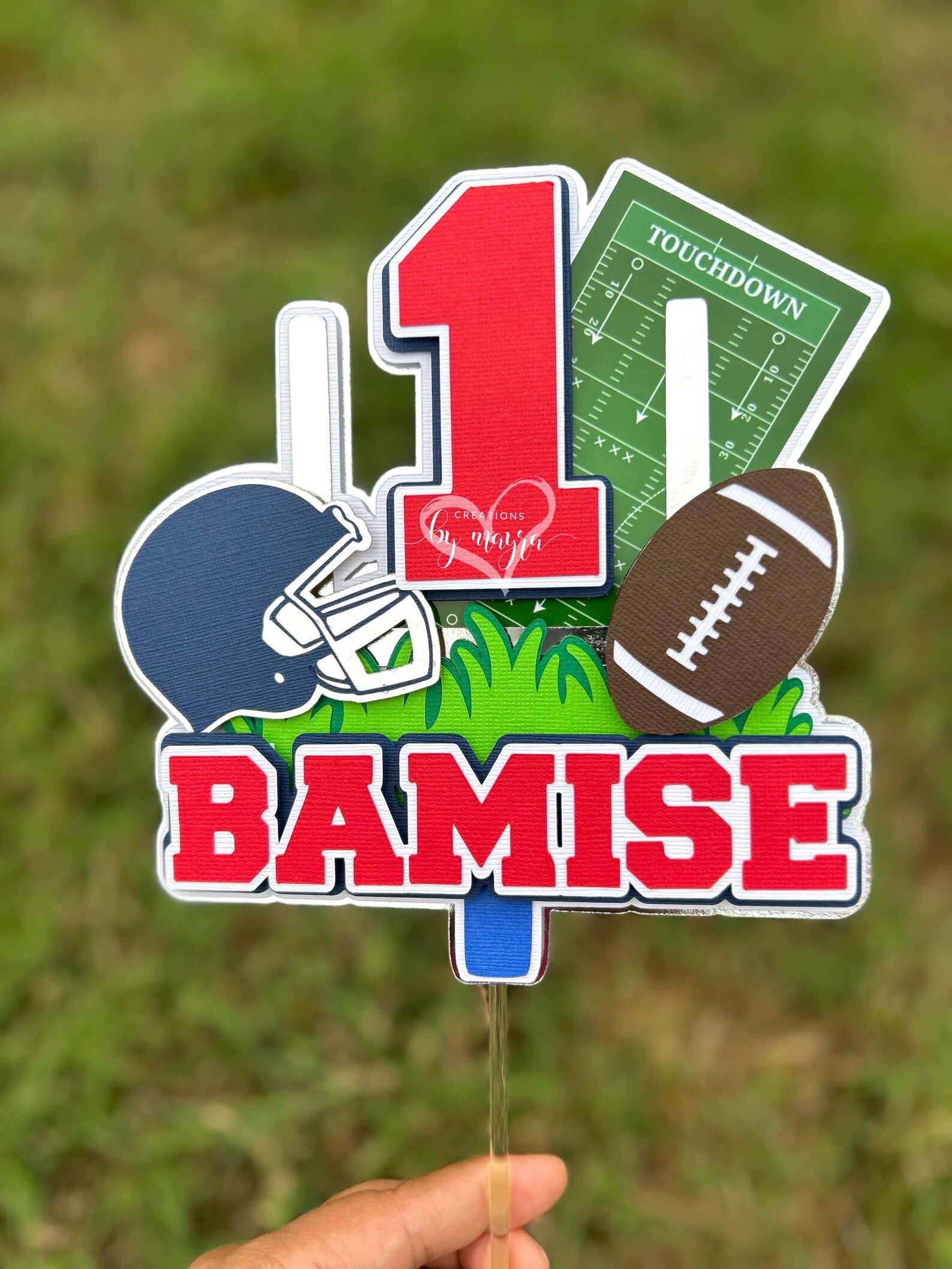 Football Birthday Cake Topper, First Touchdown Party Decor, NFL - Etsy