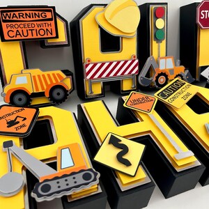 Construction Theme 3D Letters, Dump Truck Birthday, Excavator Party ...