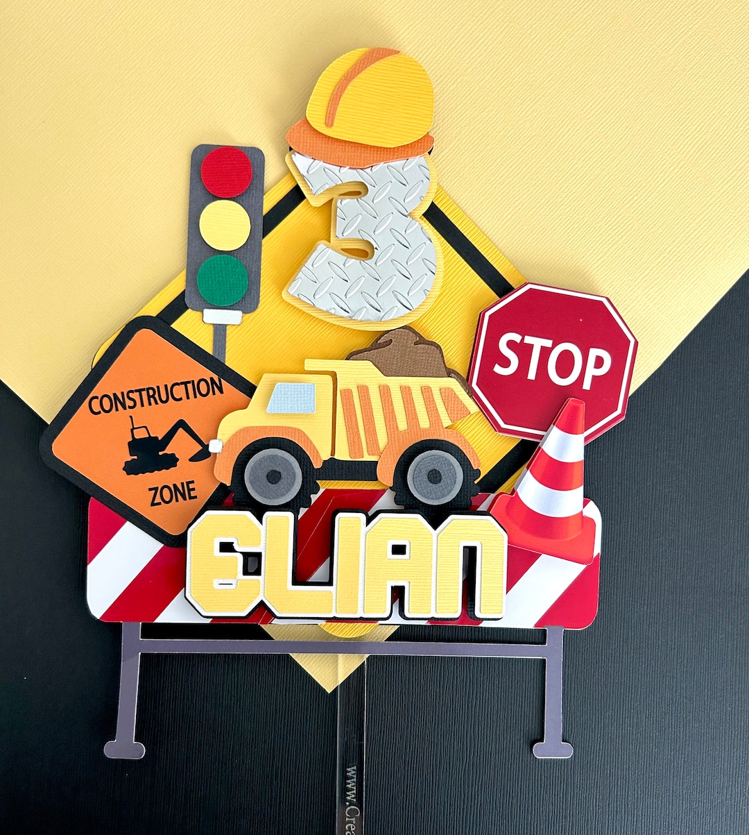Construction Theme Cake Topper, Construction Birthday Decor ...